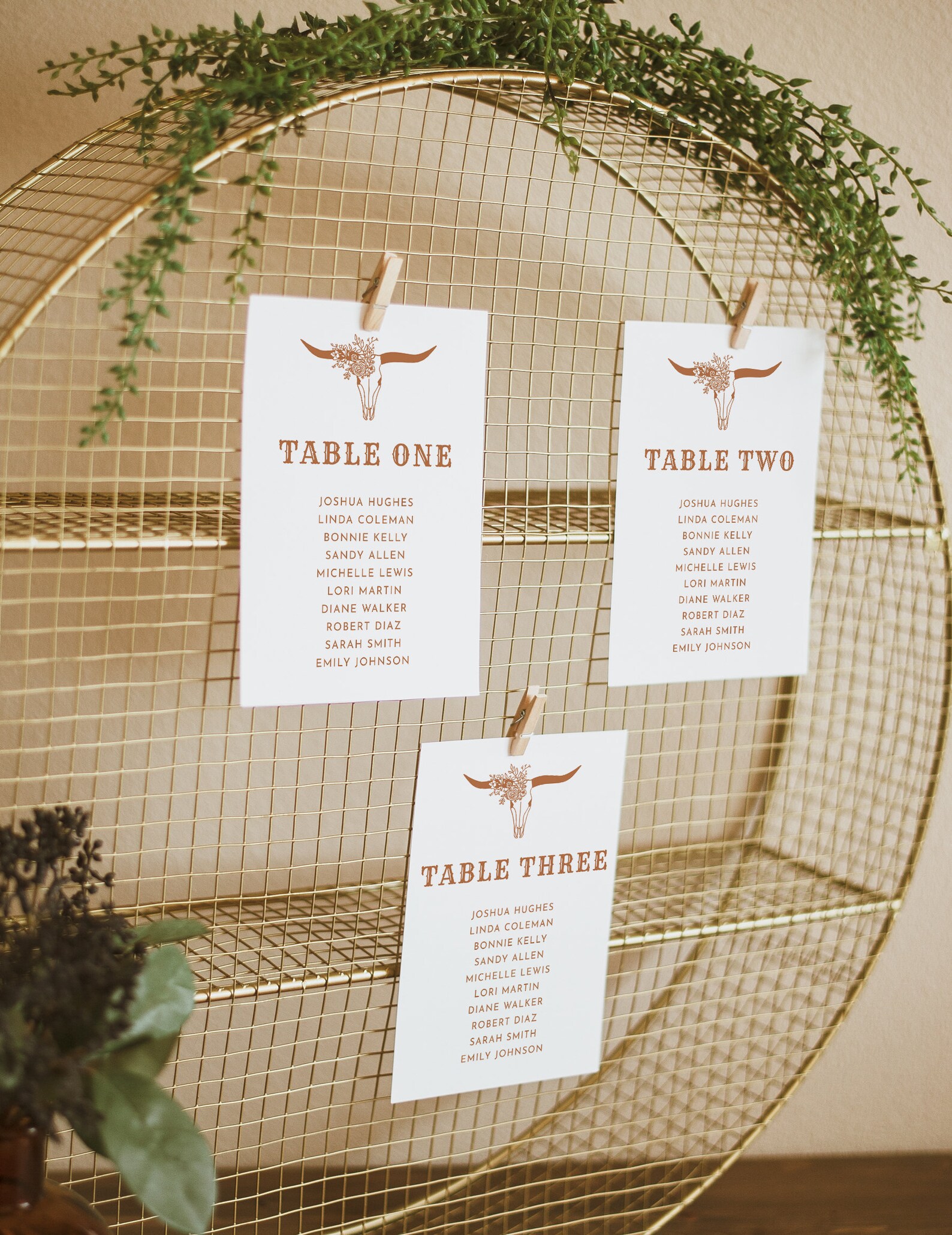 Boho Western Wedding Seating Chart Cards Desert Wedding Seating Chart ...