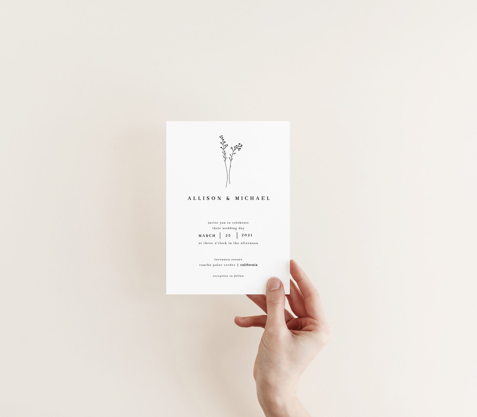 Simple Wedding Invitation Template Download Floral Wedding | Etsy