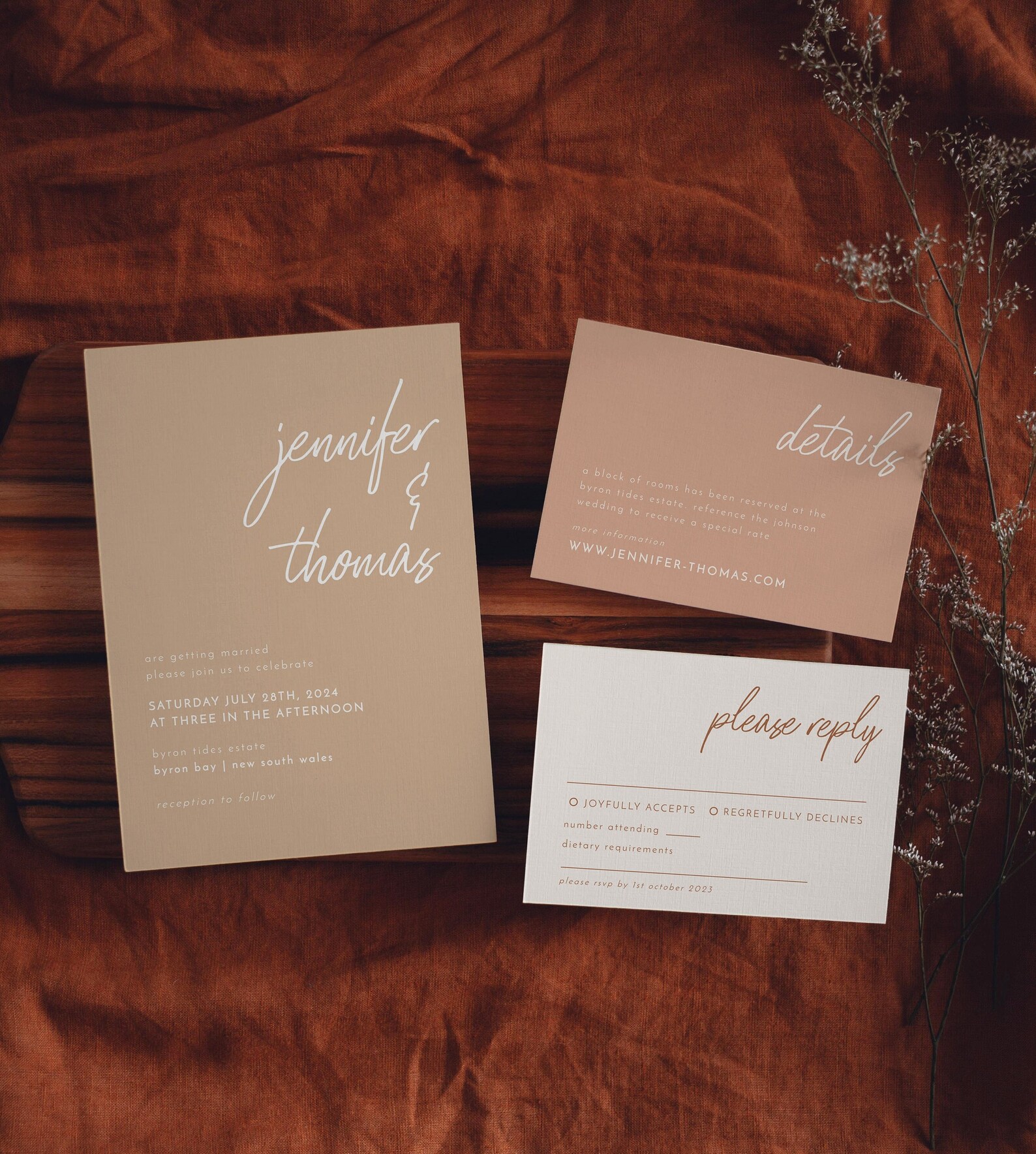 Modern Beige Wedding Invitation Suite Modern Wedding Invitation ...