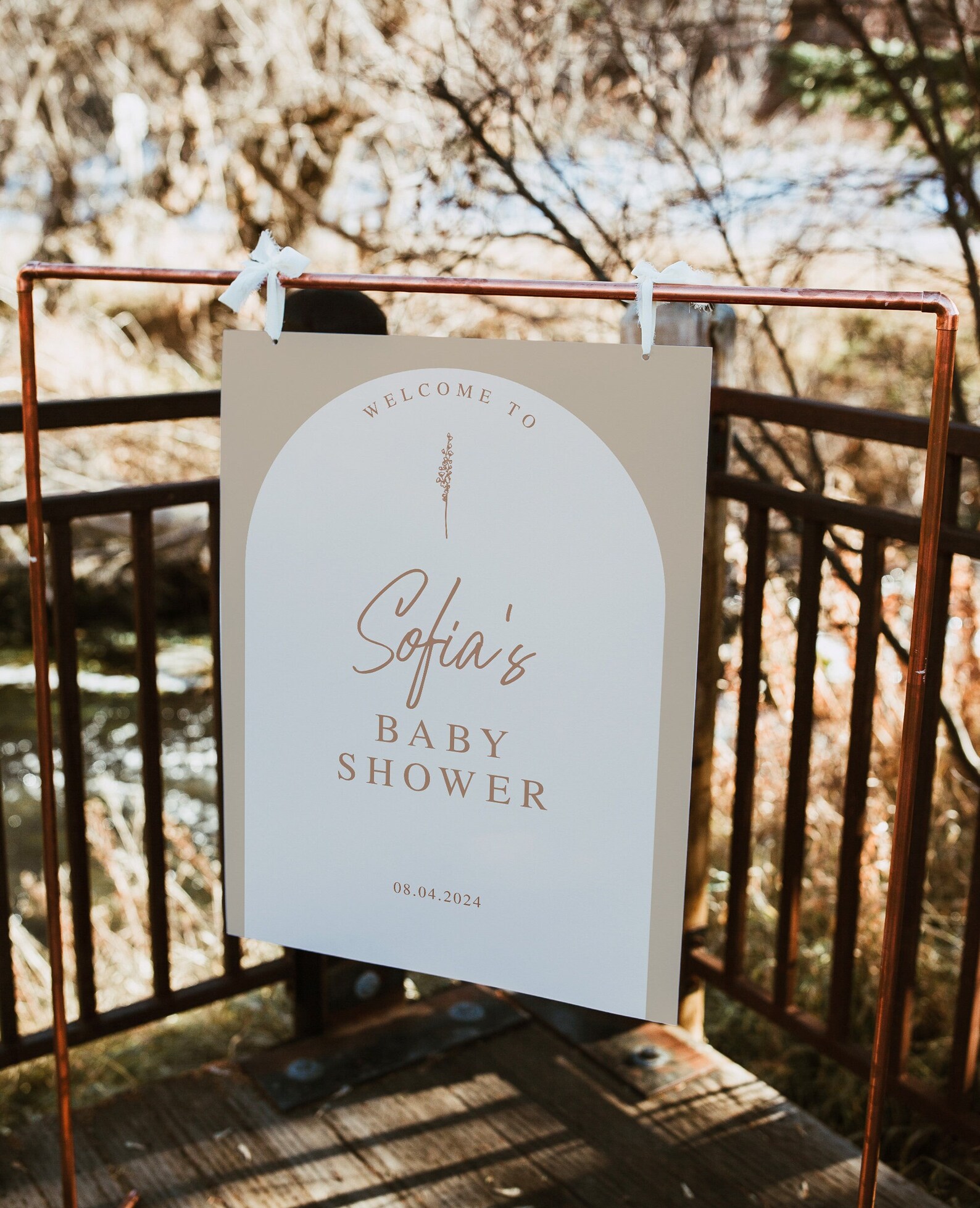 Arch Boho Baby Shower Welcome Sign Beige Arch Gender Neutral Baby ...
