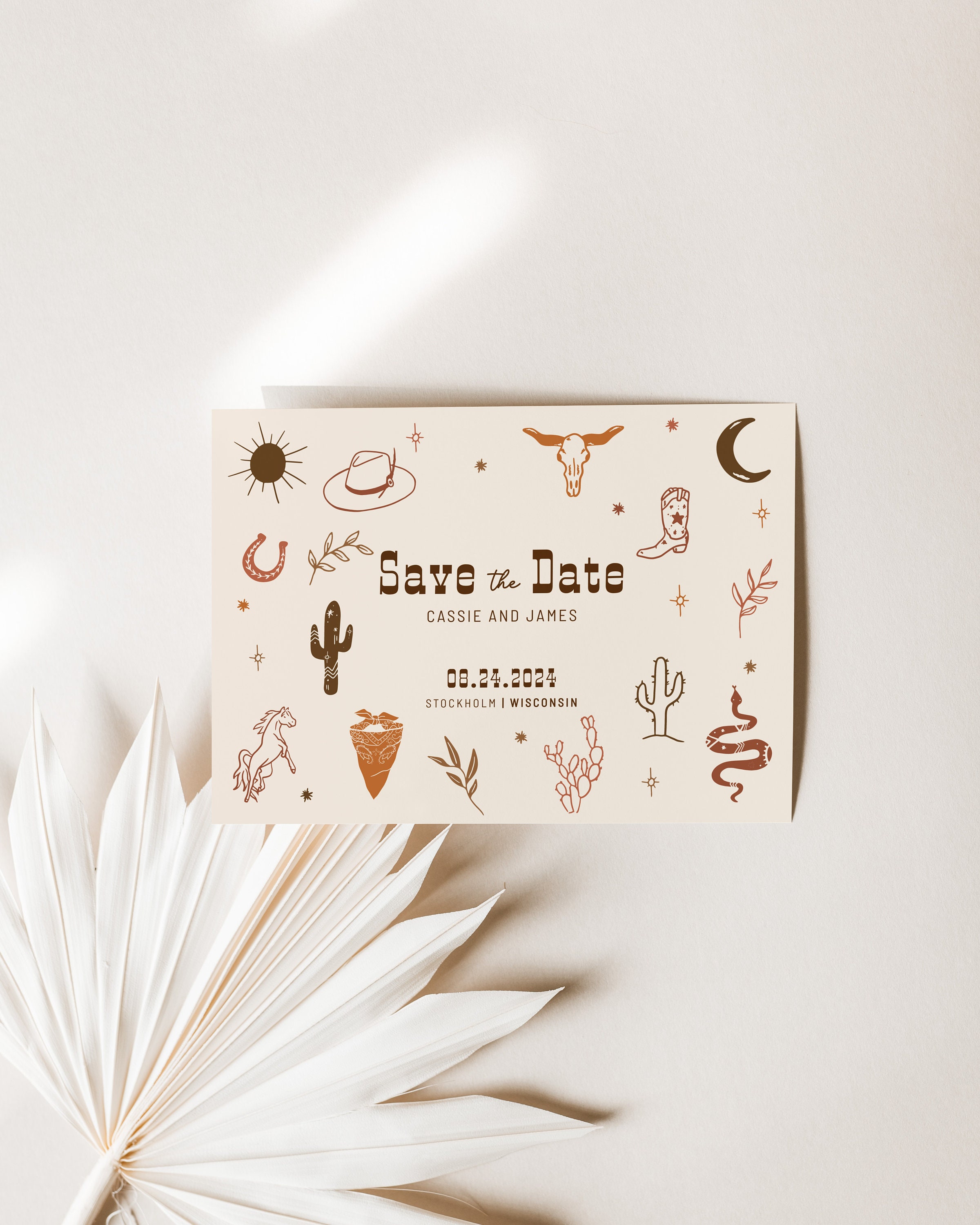 Western Save the Date Template Wild West Boho Southwestern Wedding ...