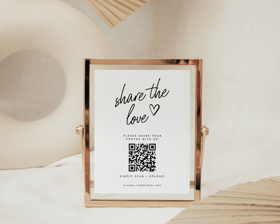Share the Love Photo QR Code Sign Wedding Template Wedding QR - Etsy