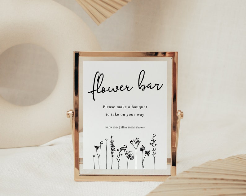 Flower Bar Sign Download Bouquet Bar Sign Boho Bridal Shower - Etsy