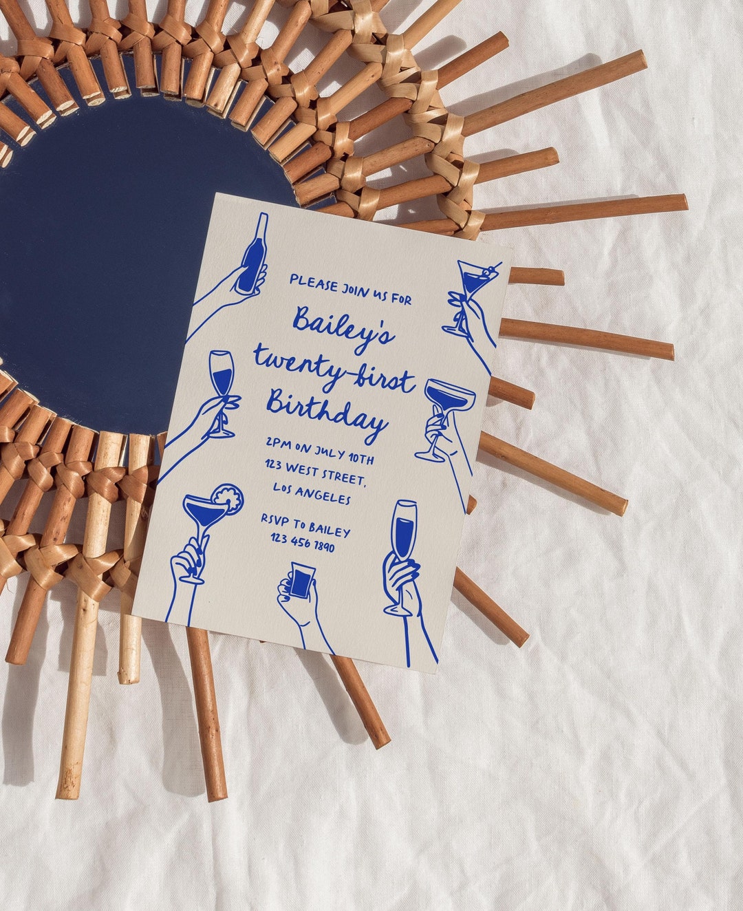 Adult Birthday Invitation Cheers Wine Whimsical Cocktail Party ...