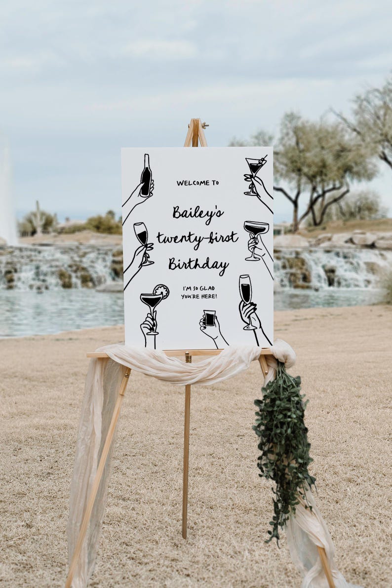 Adult Birthday Party Welcome Sign, 21st 30th 40th Birthday Welcome Sign ...