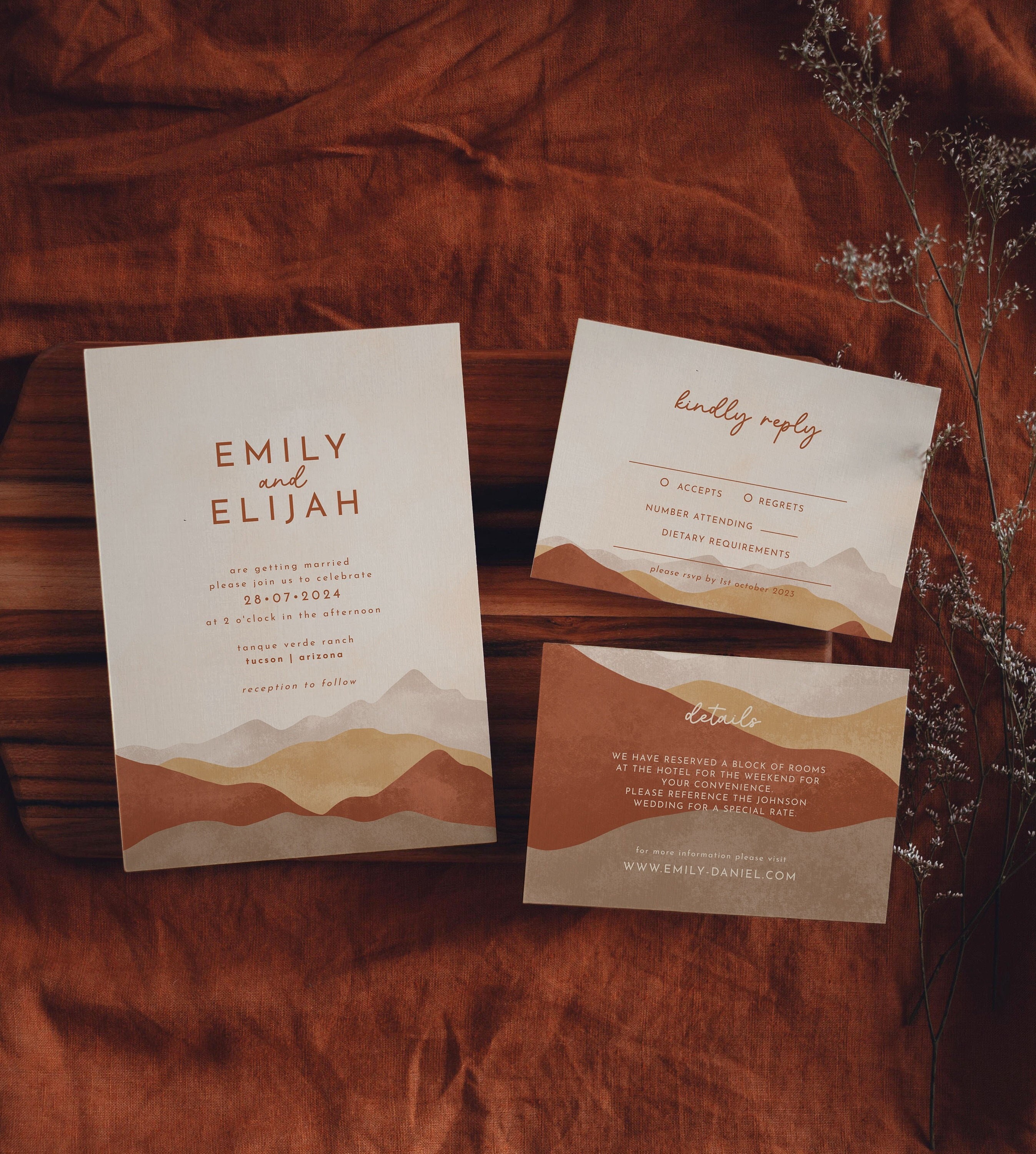 Desert Wedding Invitation Suite Template Invitation Set | Etsy