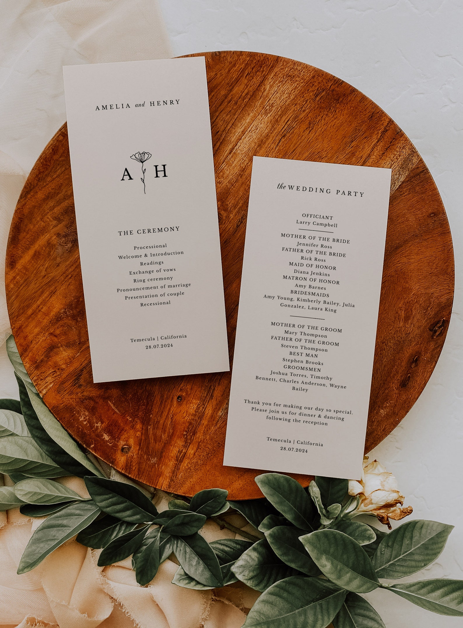 Elegant Wedding Program Template Minimalist Modern Wedding | Etsy