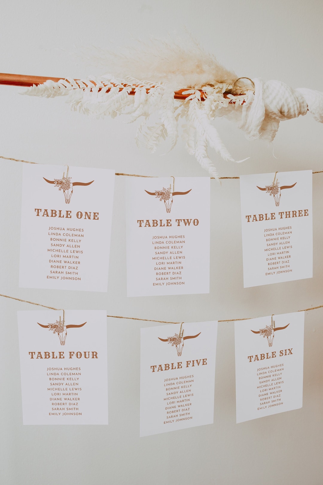 Boho Western Wedding Seating Chart Cards Desert Wedding Seating Chart ...