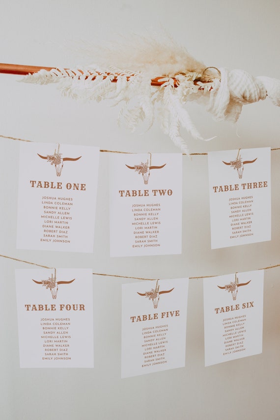 Boho Western Wedding Seating Chart Cards Desert Wedding - Etsy
