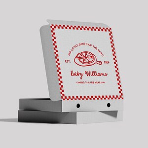 Slice Slice Baby Shower Pizza Box Template, Red Italian Theme Pizza Box ...