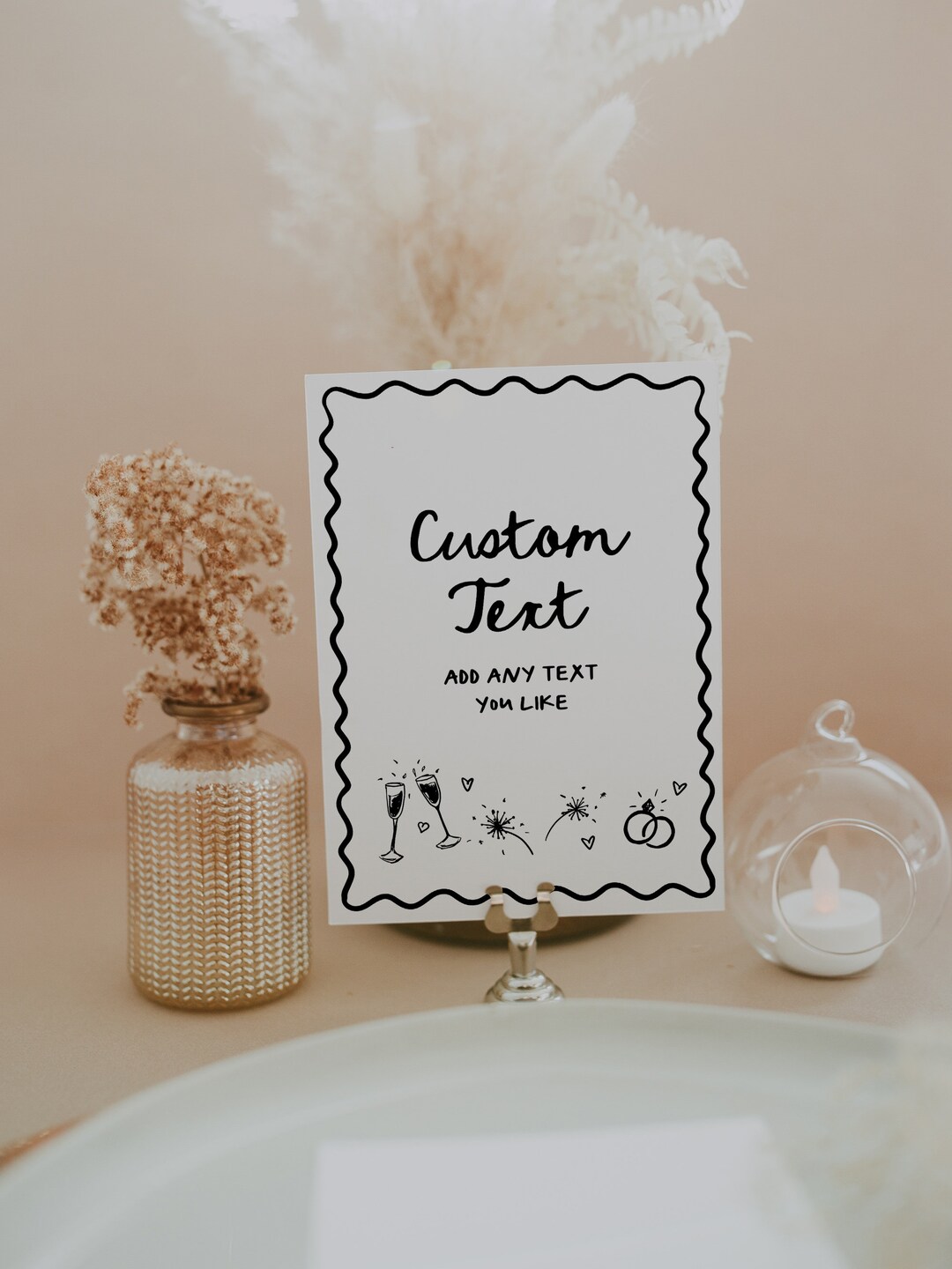 Hand Drawn Custom Sign Illustrated Squiggle Wedding Signs Hand Drawn ...