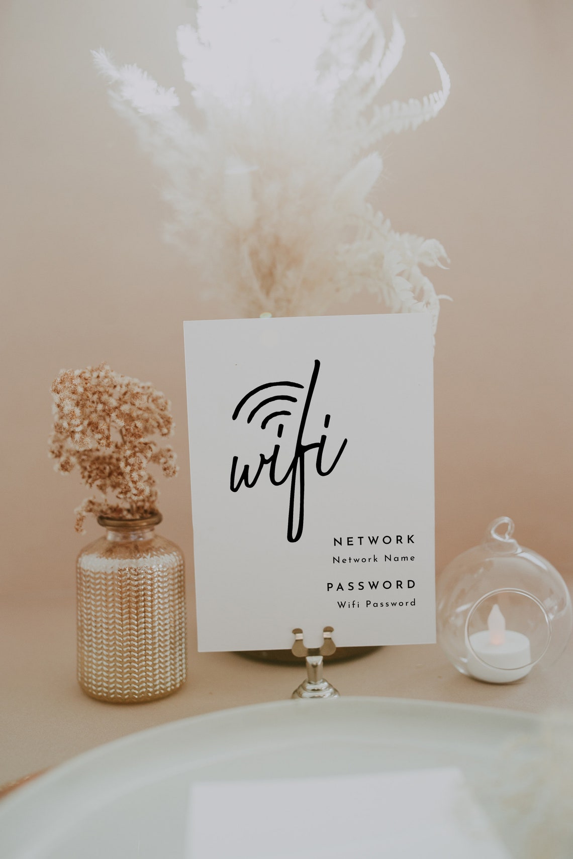 Printable Wifi Password Sign Wifi Sign Template Modern // | Etsy