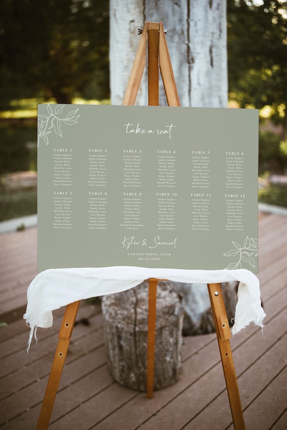 Sage Green Wedding Seating Chart Template Editable Seating - Etsy