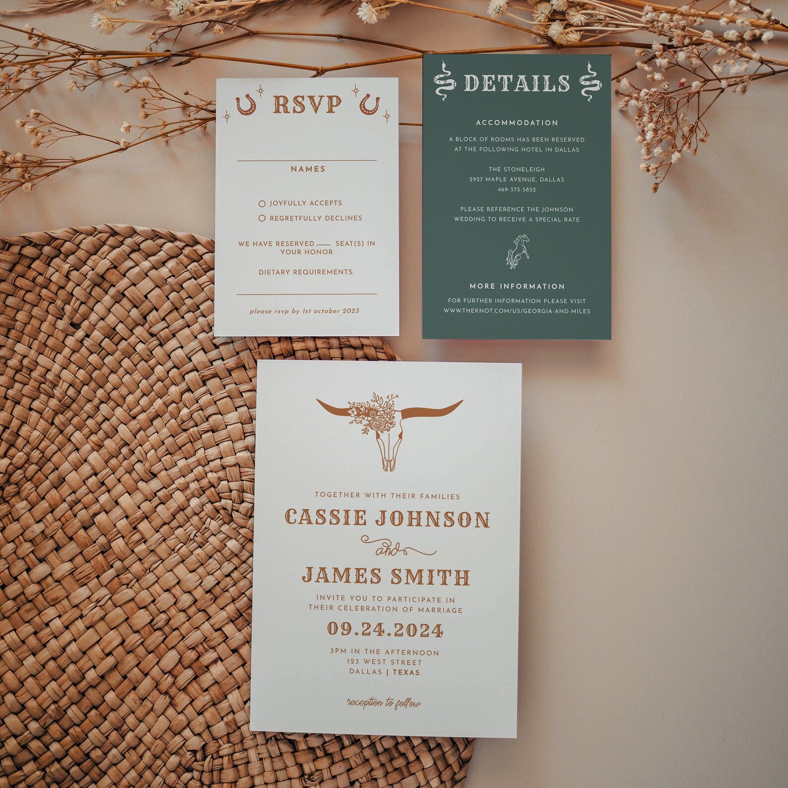 Modern Western Wedding Invitation Suite Wedding Invitation Set - Etsy