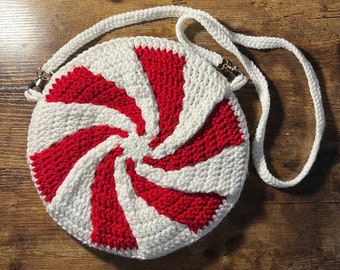 Peppermint Round Crossbody Purse, Holiday Novelty Purse, Fun Christmas ...