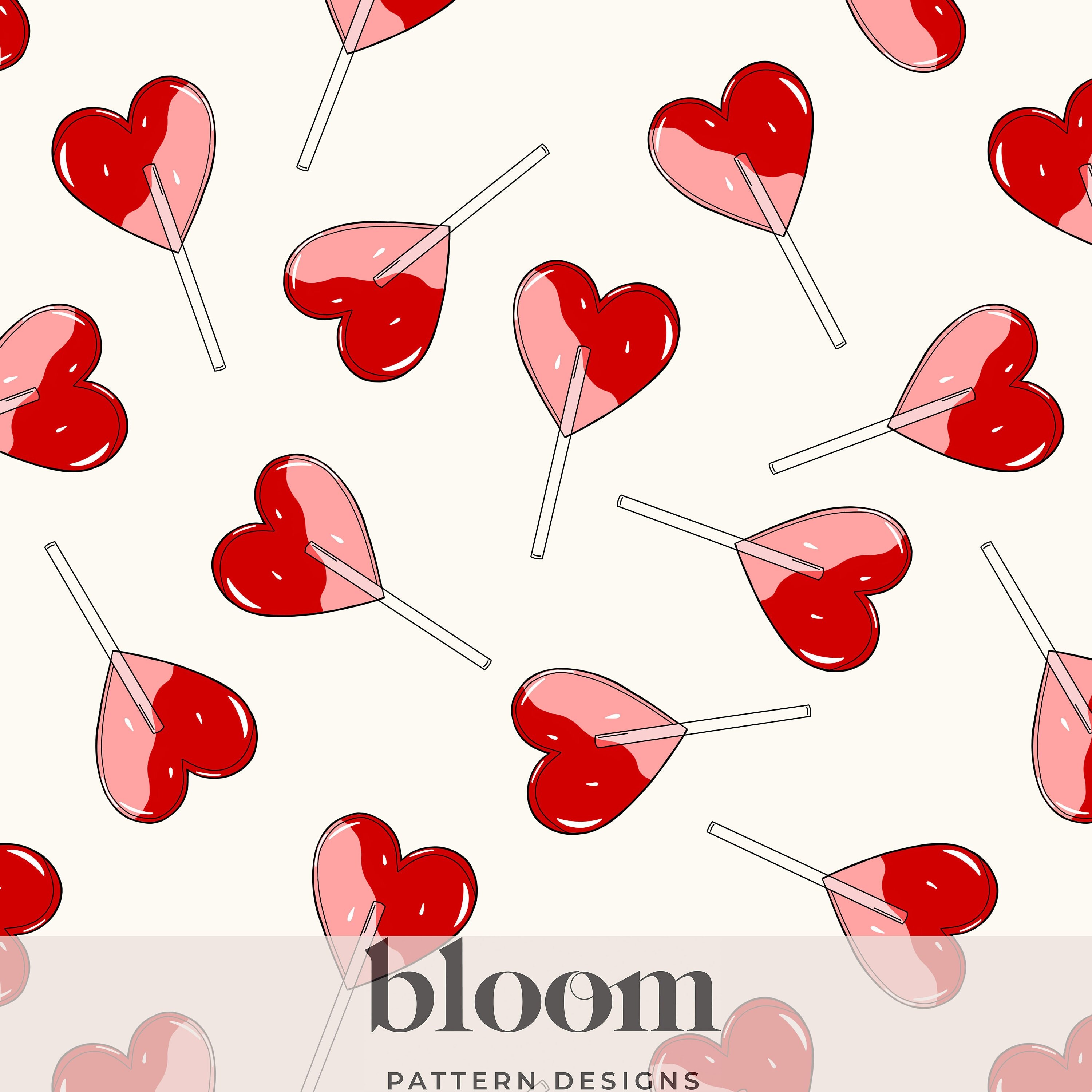 Heart Sucker Seamless Pattern Design File - Retro Valentine Heart ...