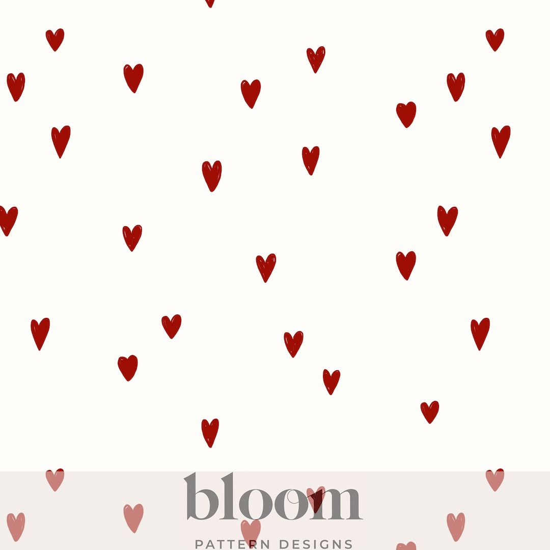 Red Heart Seamless Design - Pattern Design, Digital File Clipart ...