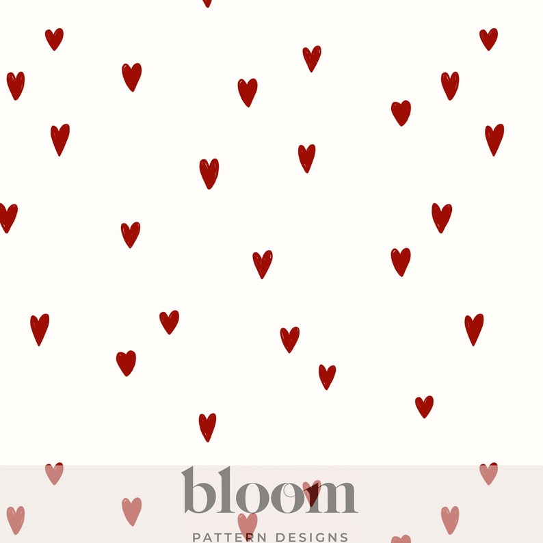 Red Heart Seamless Design - Pattern Design, Digital File Clipart ...