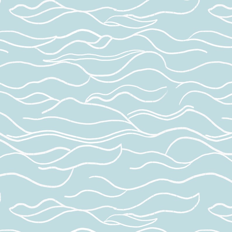 Beach Waves Seamless Pattern Design Digital File Clipart. Ocean, Summer ...