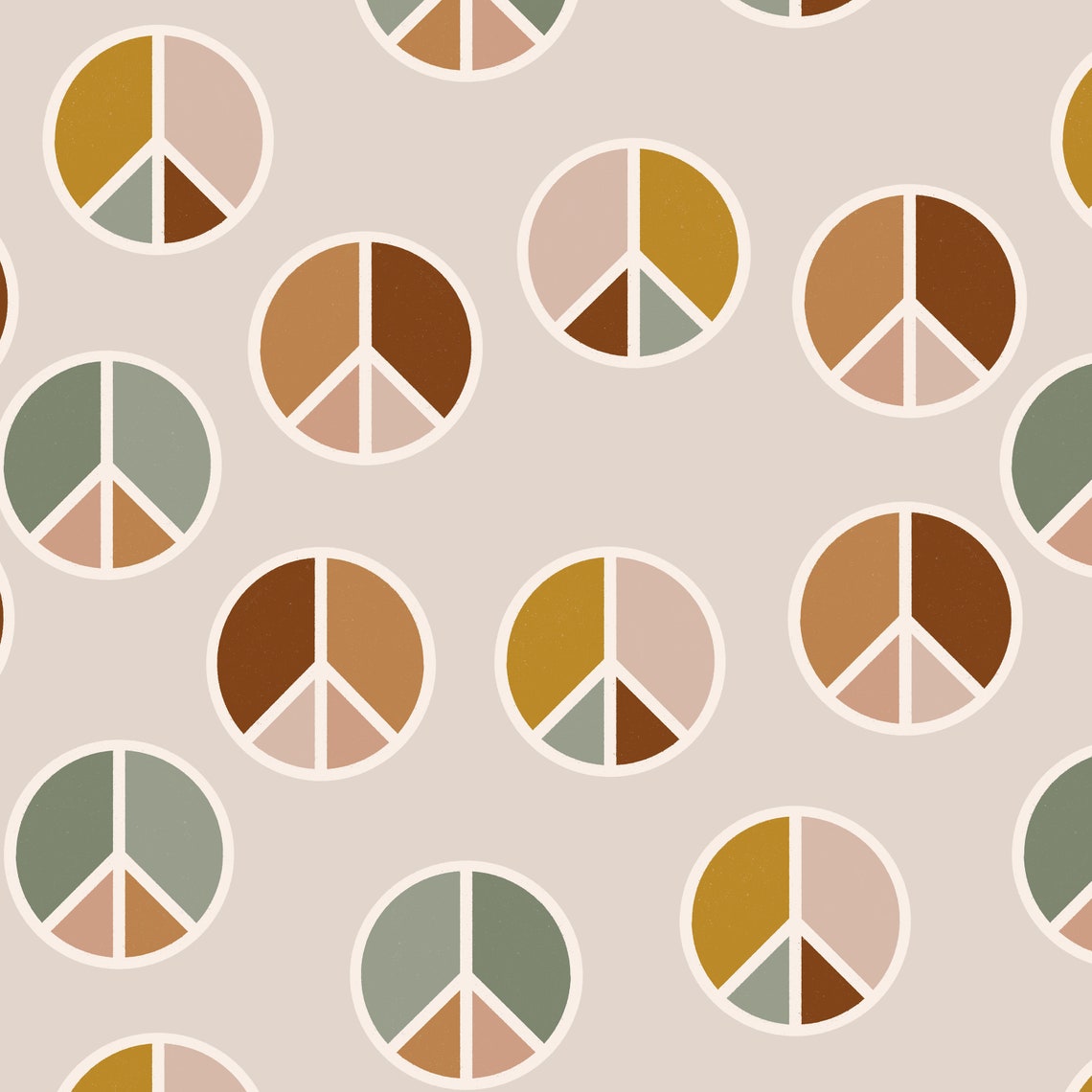 Retro Peace Sign Pattern Design Digital File Clipart. Boho, Hippie, 70s ...