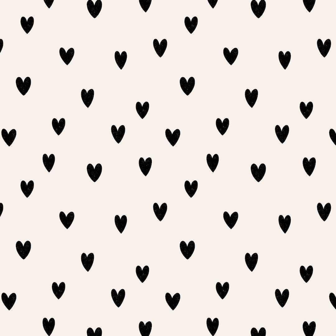 Heart Seamless Pattern Design Digital File Clipart. Black Hearts ...