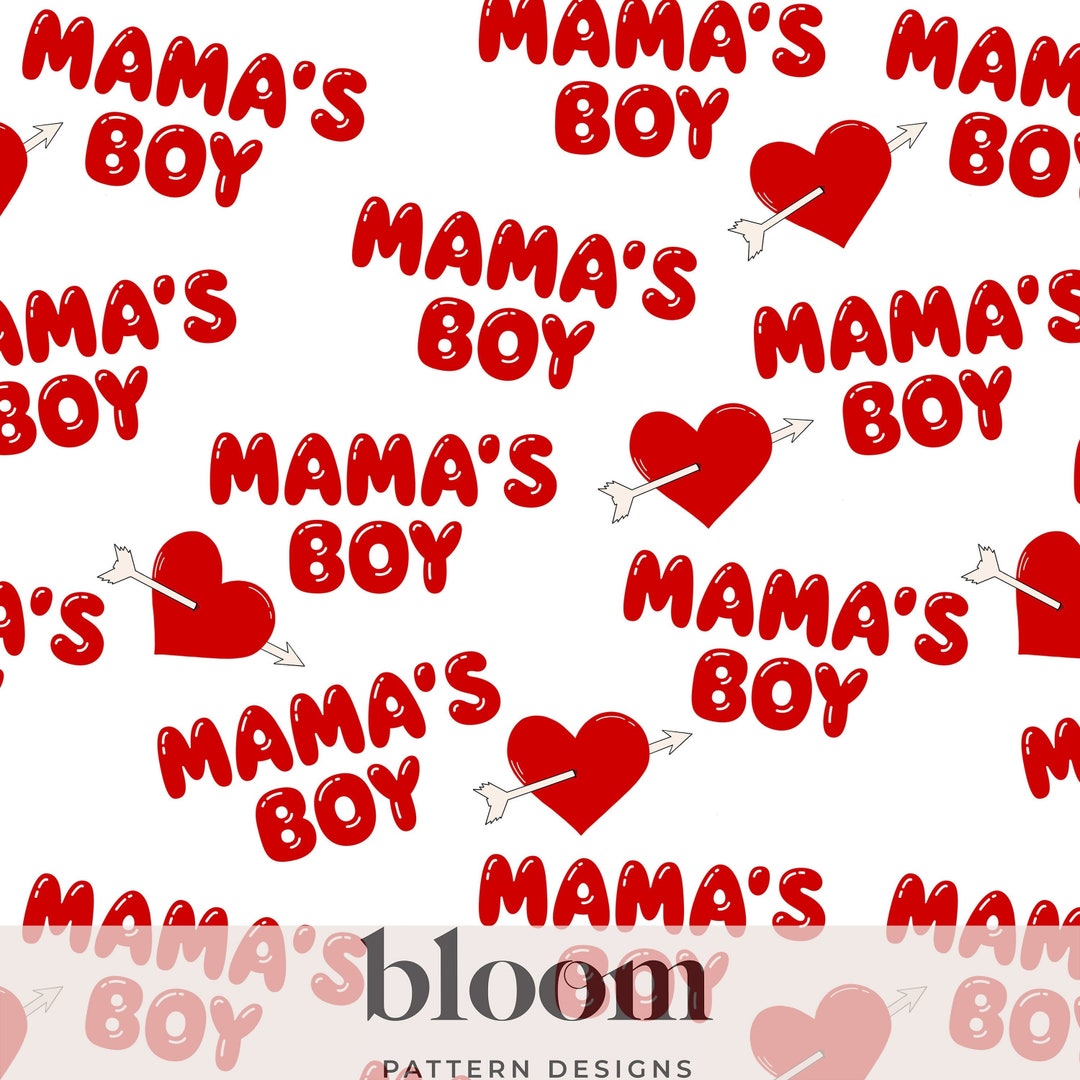 Mama's Boy Seamless Pattern Design File - Boy Valentine's Day, Retro ...
