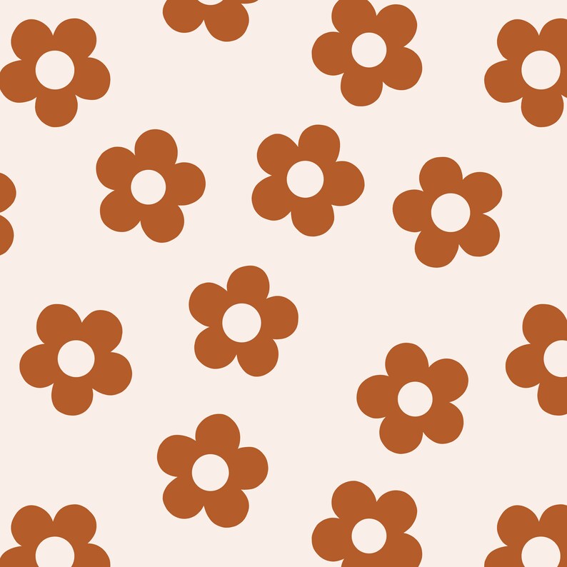 Retro Daisy Flowers Seamless Pattern Design Digital File Clipart. Boho ...