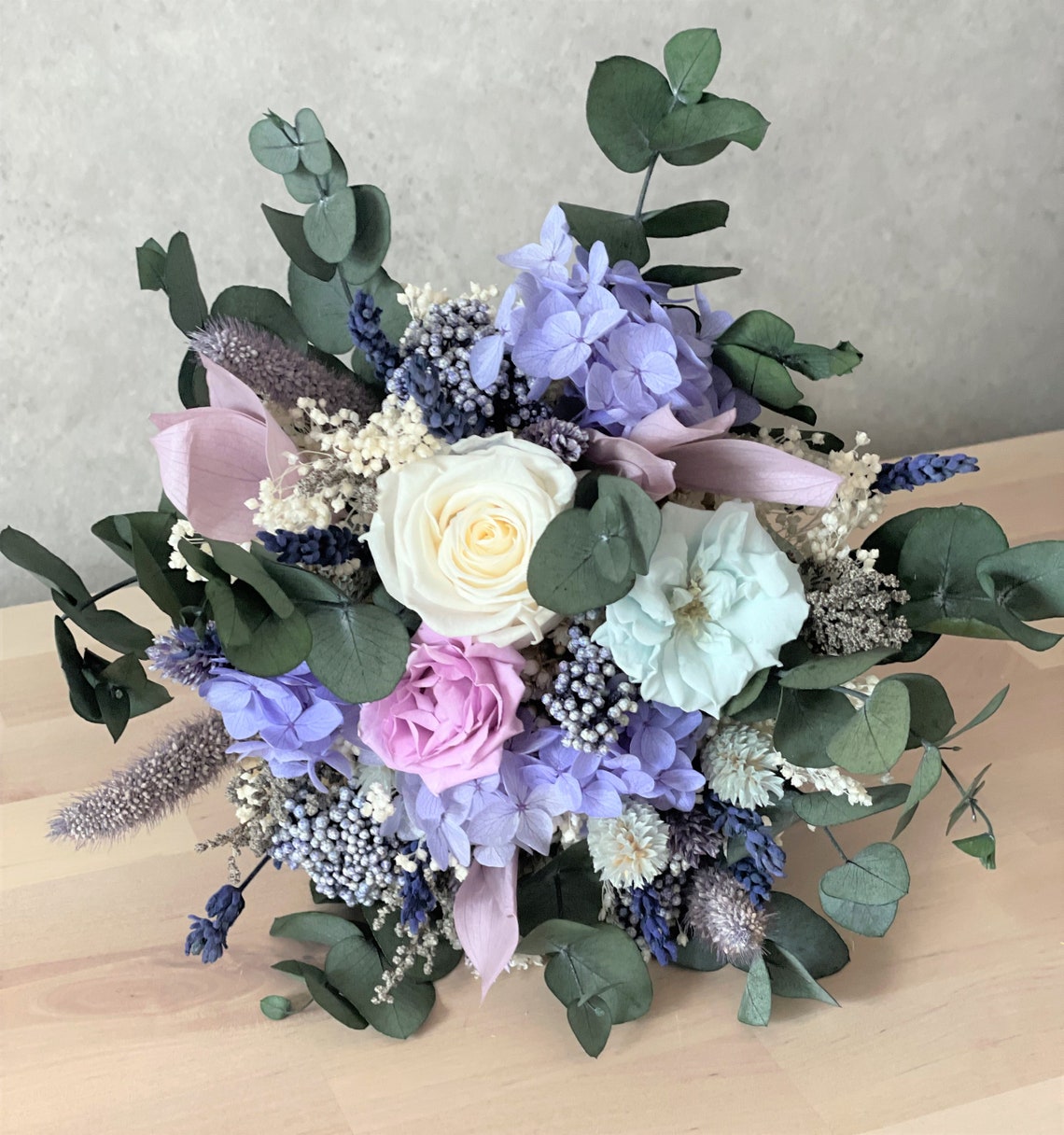 Purple Dried Hydrangeas and Wild Preserved Roses - Etsy