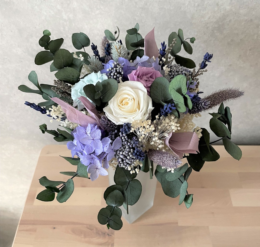 Purple Dried Hydrangeas and Wild Preserved Roses - Etsy