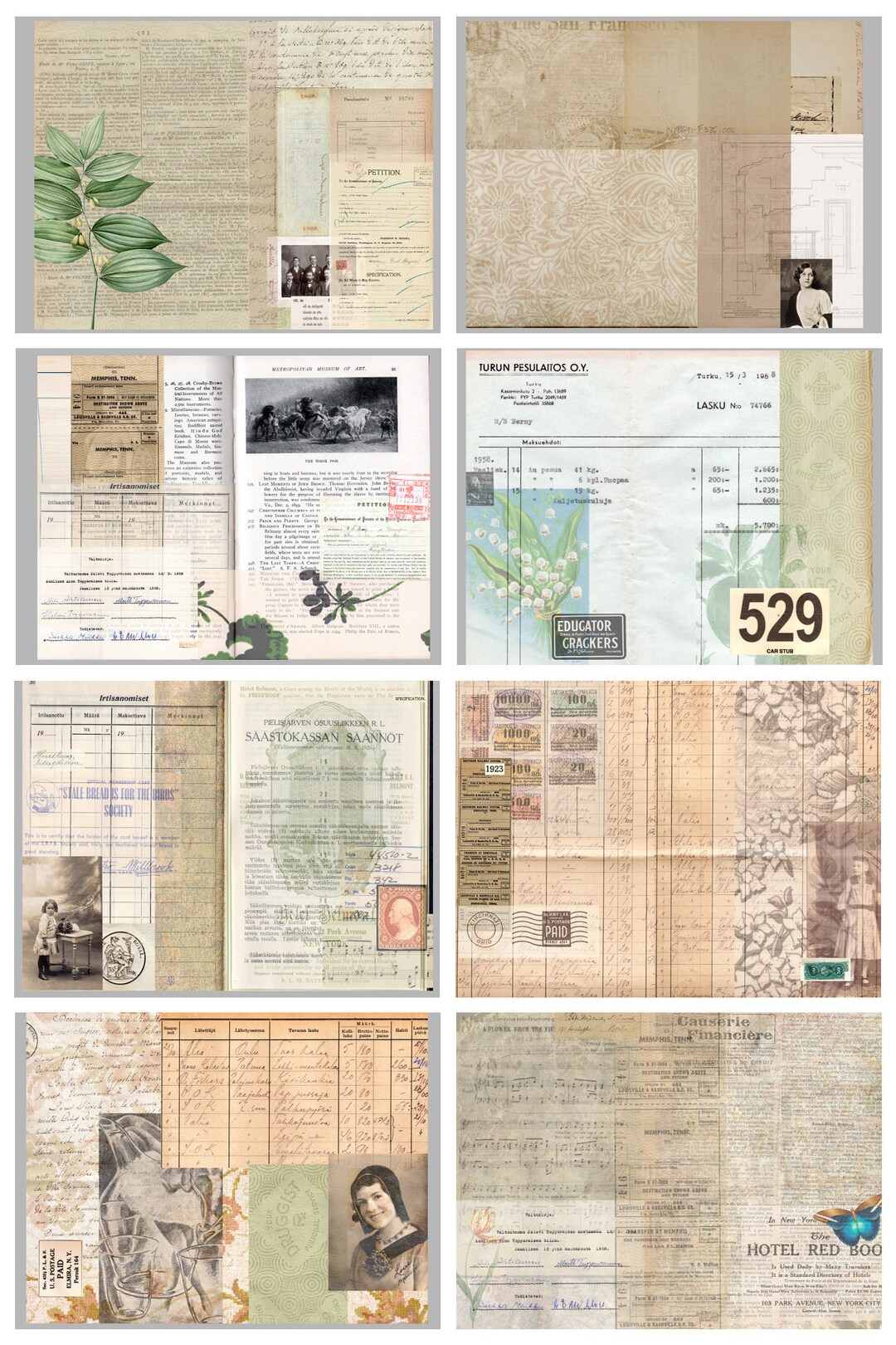 19 Page Digital Collage Junk Journal Kit - Plus 12 Pages of Ephemera ...