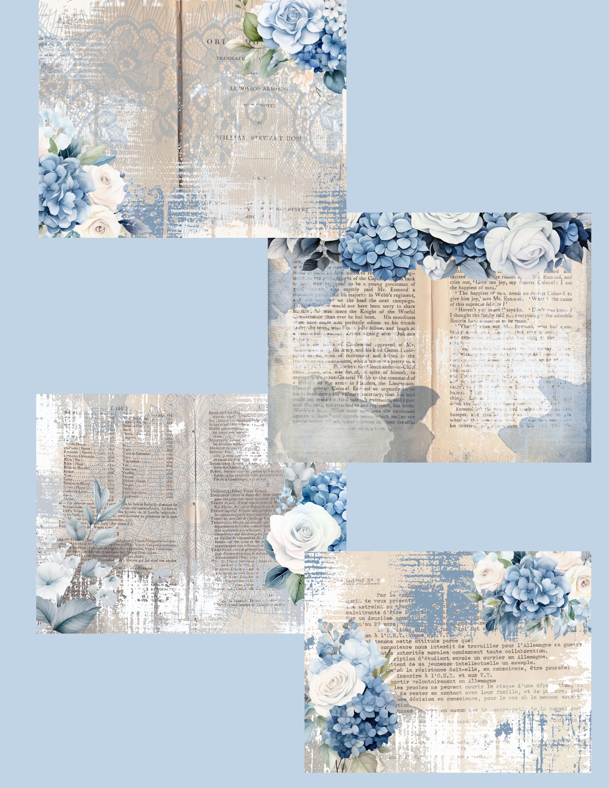Beautiful Blue Hydrangea Digital Junk Journal/scrapbooking Paper Kit ...