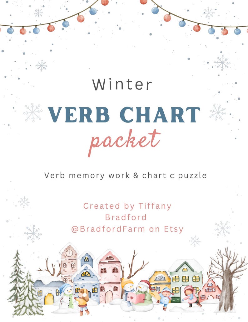 Verb Chart Packet - Etsy