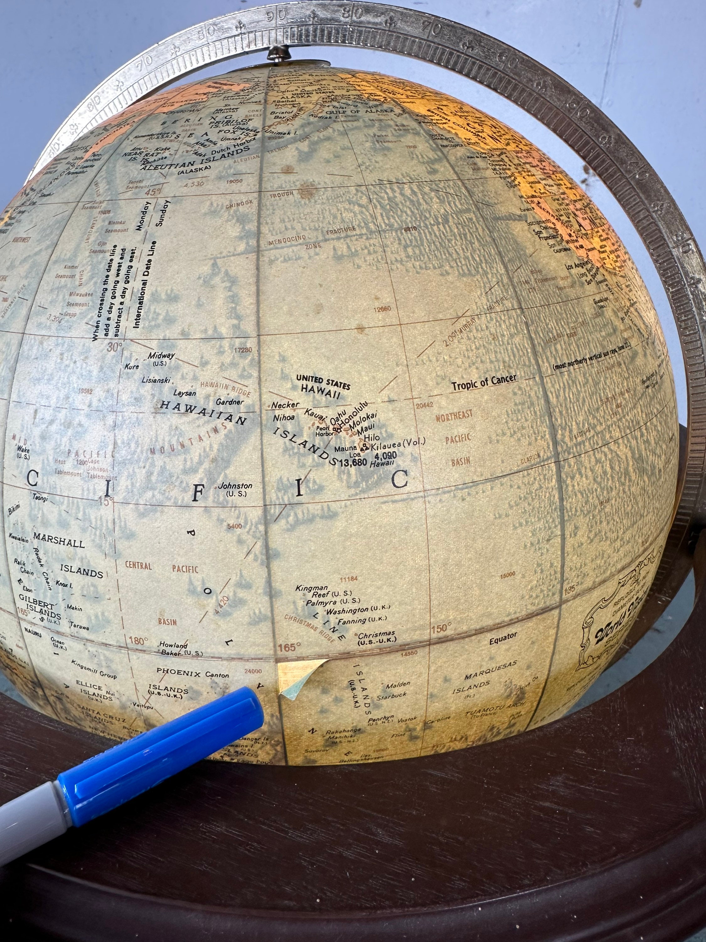 Rewired Vintage Lighted Repogle Library Globe Wooden Base - Etsy