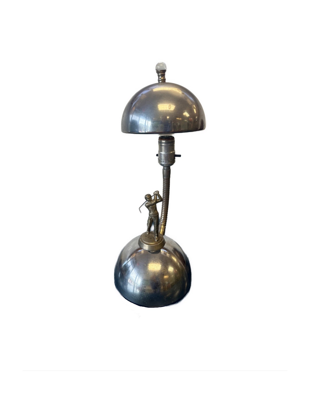 Rewired Vintage Chrome Orb Golfer Lamp - MCM Mod Style Silver and Brass ...