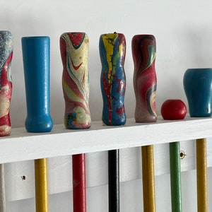 Vintage Wooden Circus Cane Collection Sets of 8 2 Available Colorful ...