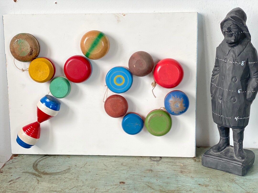 Vintage Wooden Yoyos Wall Hanging Art - Wordart Graphic Visual ...