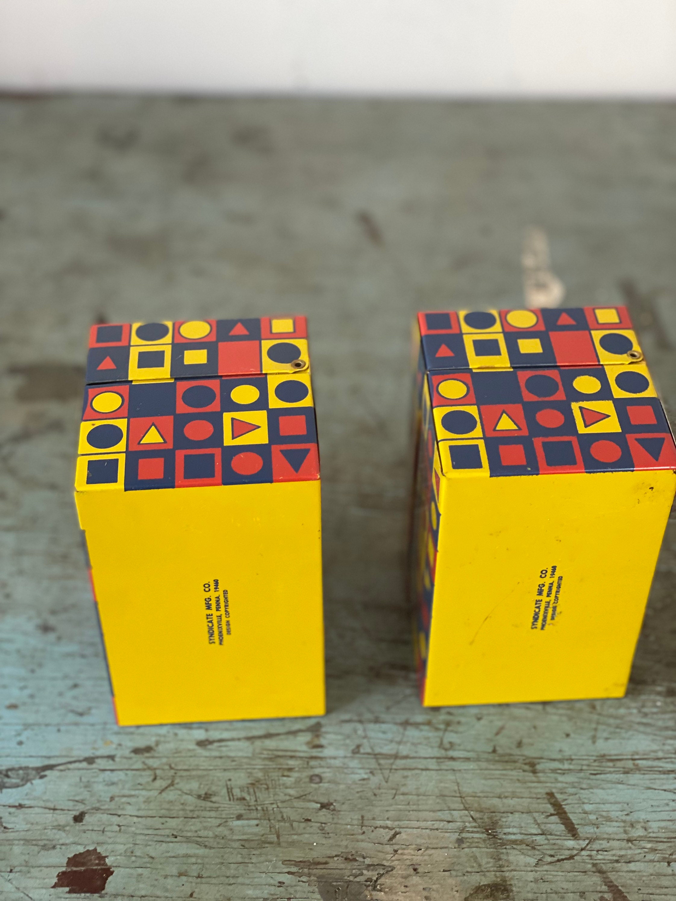 Pair Metal File Boxes in Geometric Shape Pattern Kitchen - Etsy