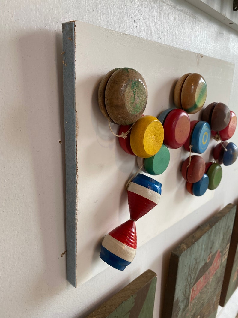Vintage Wooden Yoyos Wall Hanging Art - Wordart Graphic Visual ...