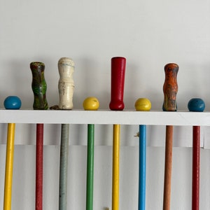 Vintage Wooden Circus Cane Collection Sets of 8 3 Available Colorful ...