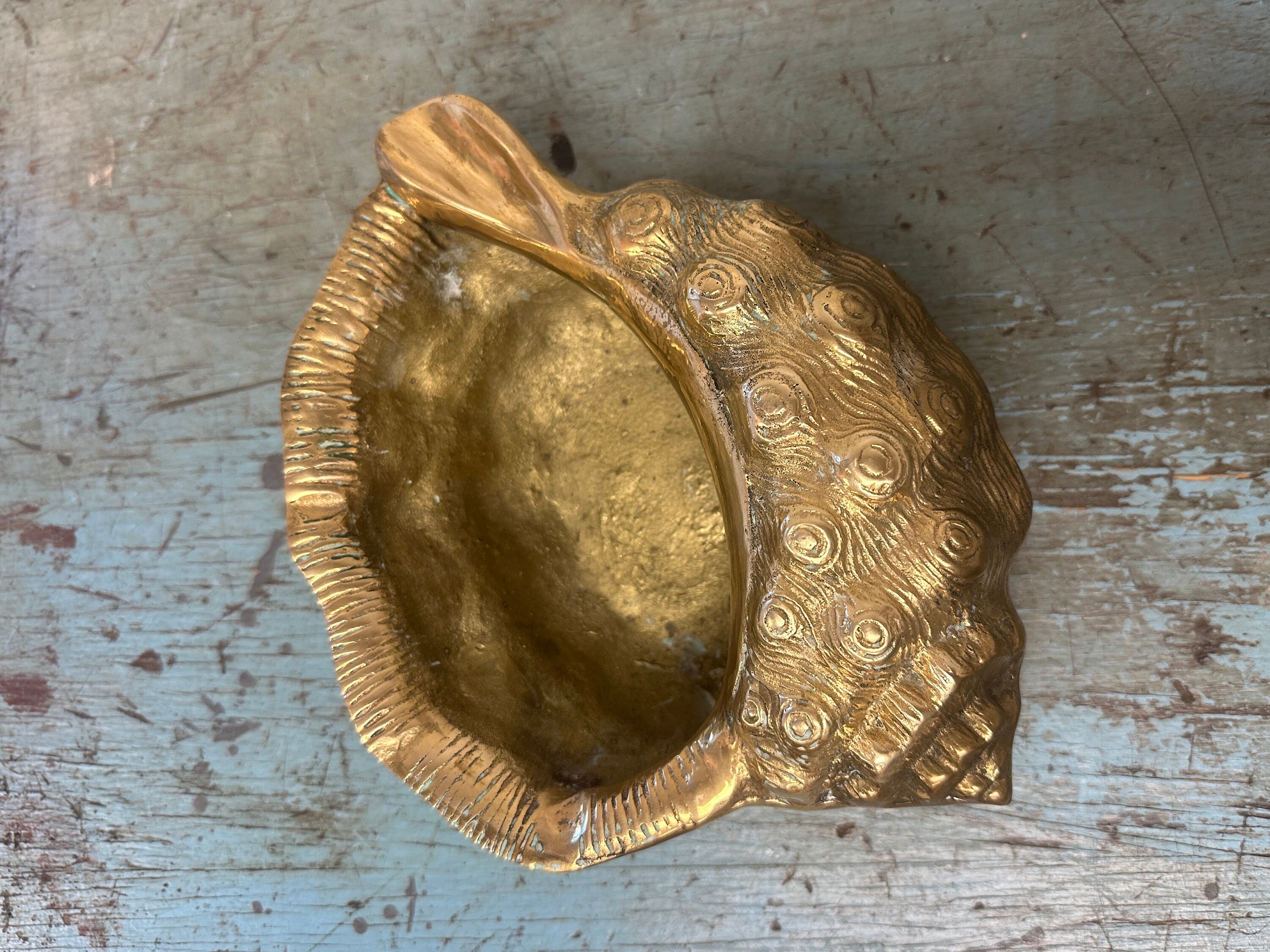 Vintage Brass Shell Planter or Ashtray Heavy Conch Shell Bowl in ...
