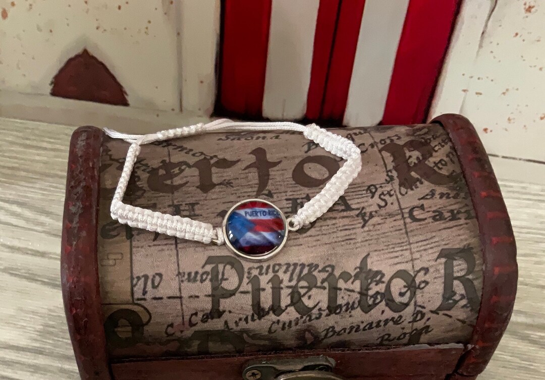 Puerto Rico Flag Charm Unisex White Bracelet. - Etsy