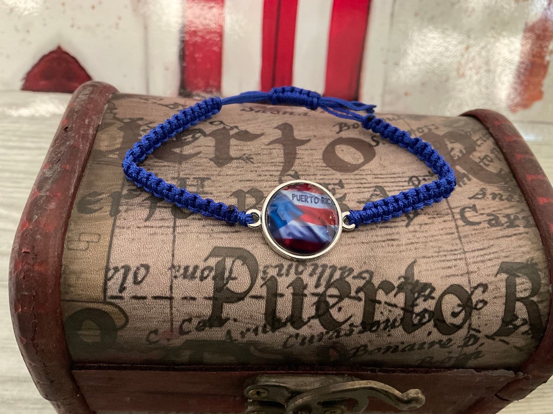 Traditional Puerto Rico Flag Charm Unisex Royal Blue Bracelet - Etsy