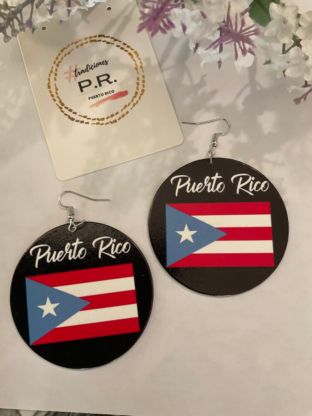 Puerto Rico Flag Earrings Black - Etsy