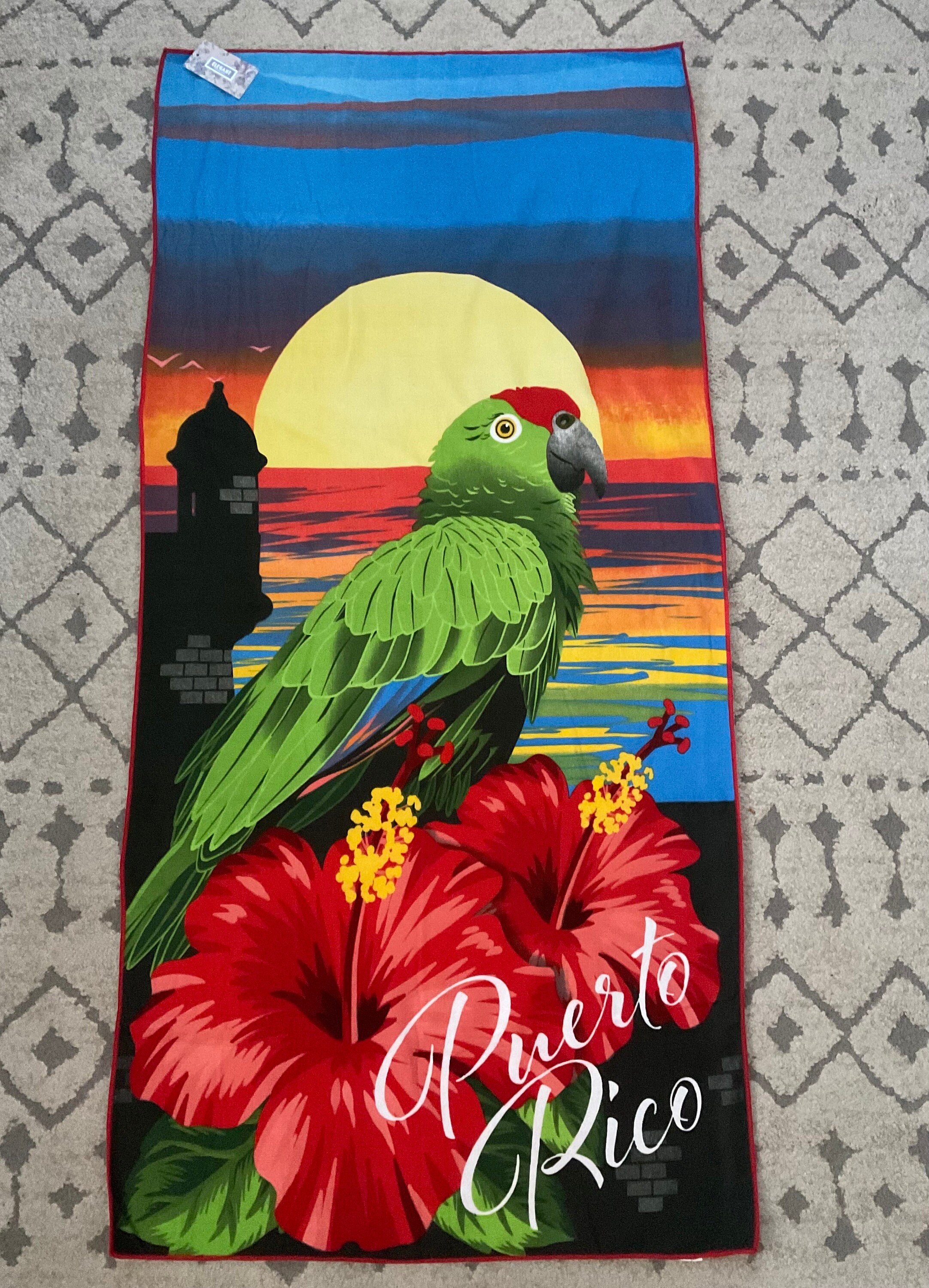 Puerto Rico Cotorra & Maga Flower Beach Towel - Etsy