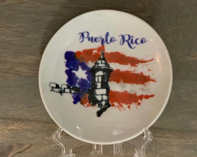 Puerto Rico Flag an El Morro Decorative 4" Ceramic Plate - Etsy