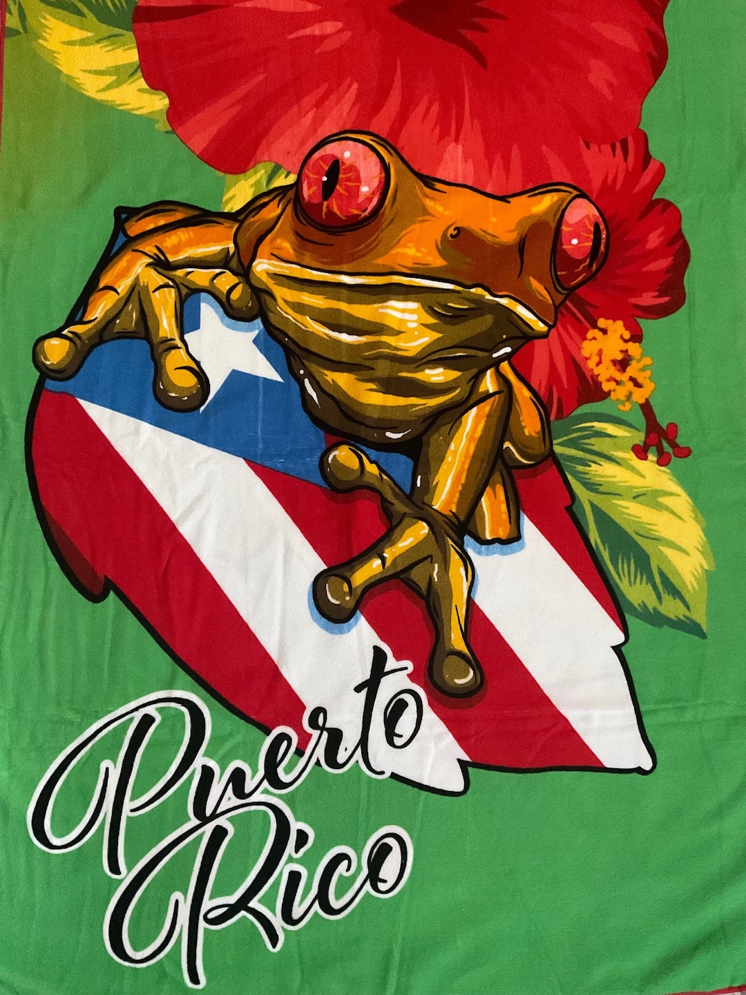 Puerto Rico Coqui,flag & Maga Flower Beach Towel - Etsy