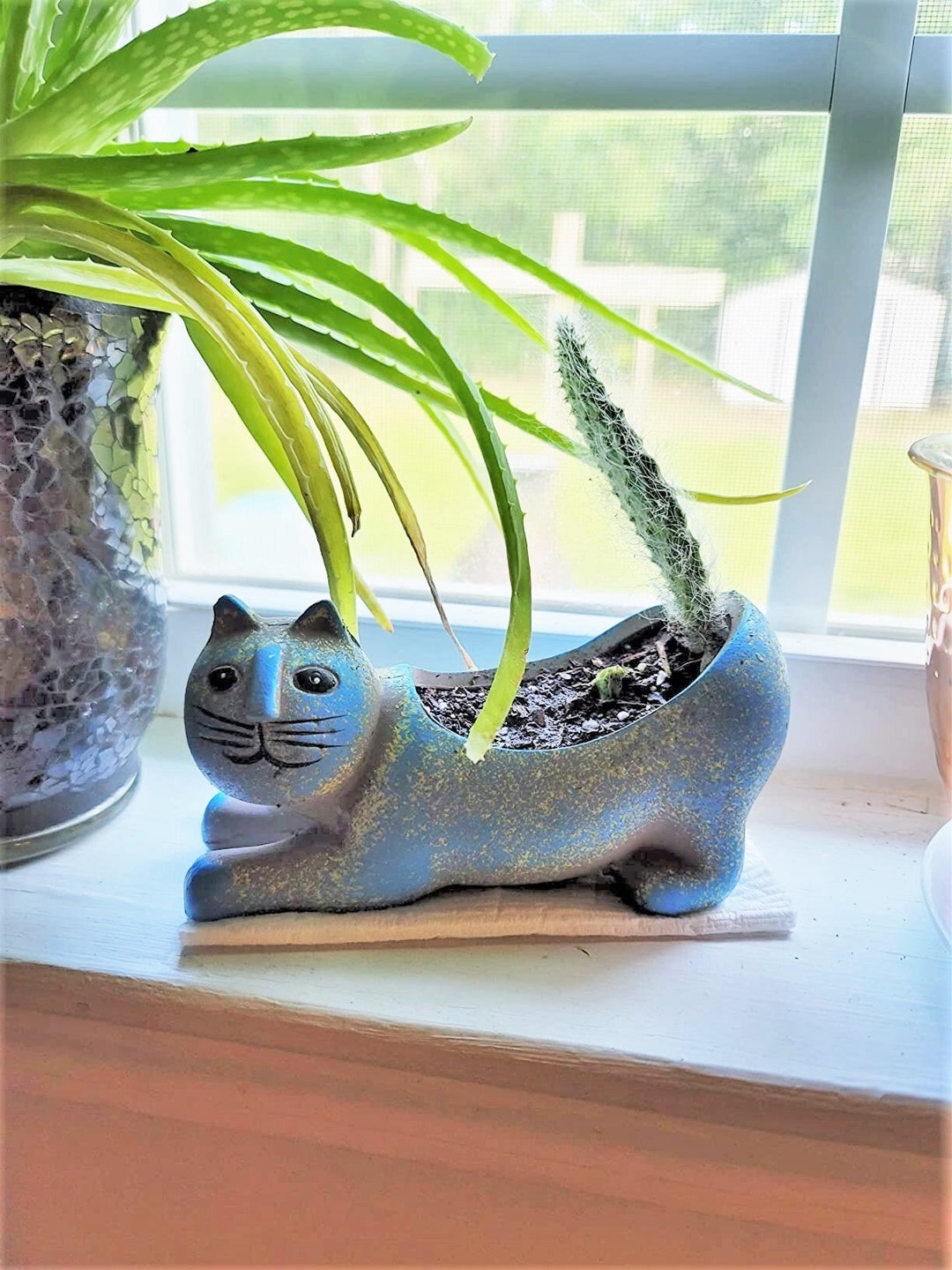 Ceramic Cat Planter Kitty Planter Pot Animal Planter - Etsy