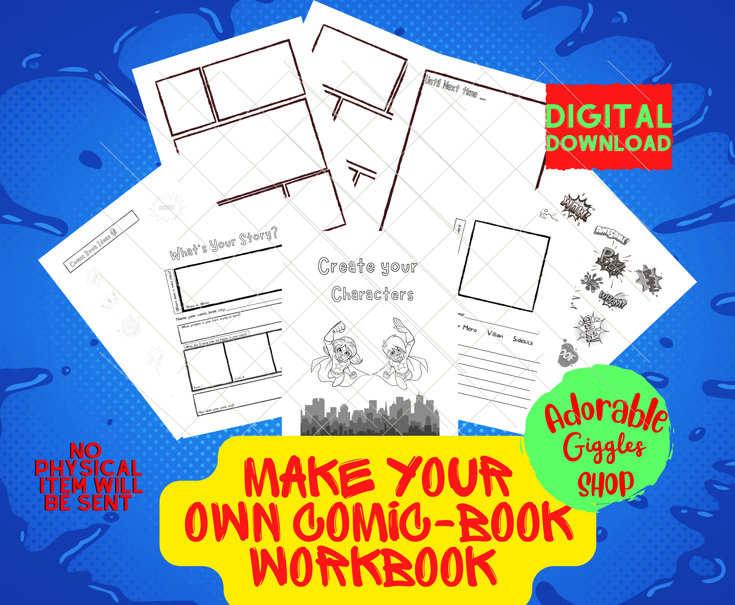 Create Your Own Comic PDF Downloadable Workbook Great for Homeschool or ...
