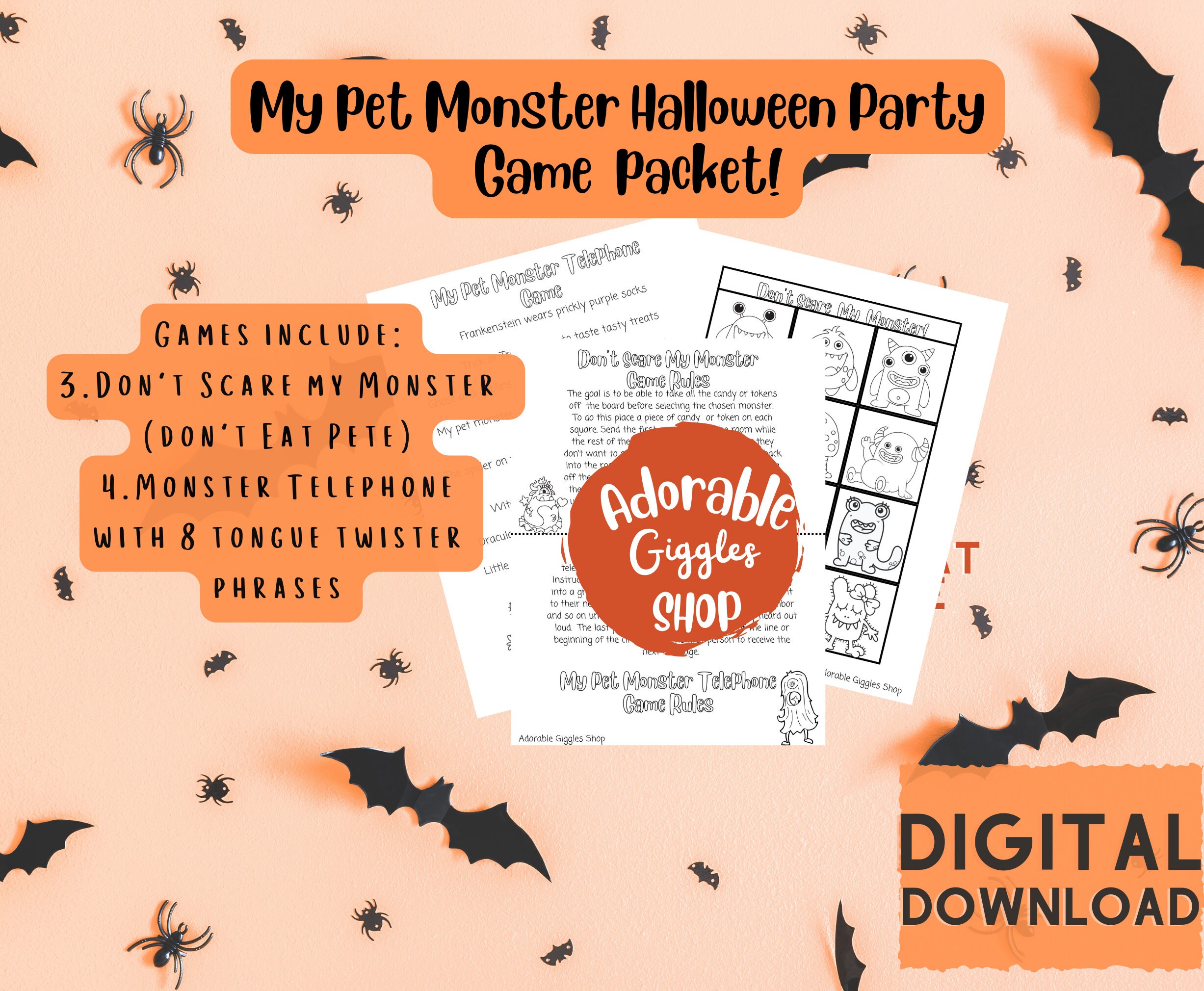 My Pet Monster Halloween Party Game/activity Packet Printable - Etsy