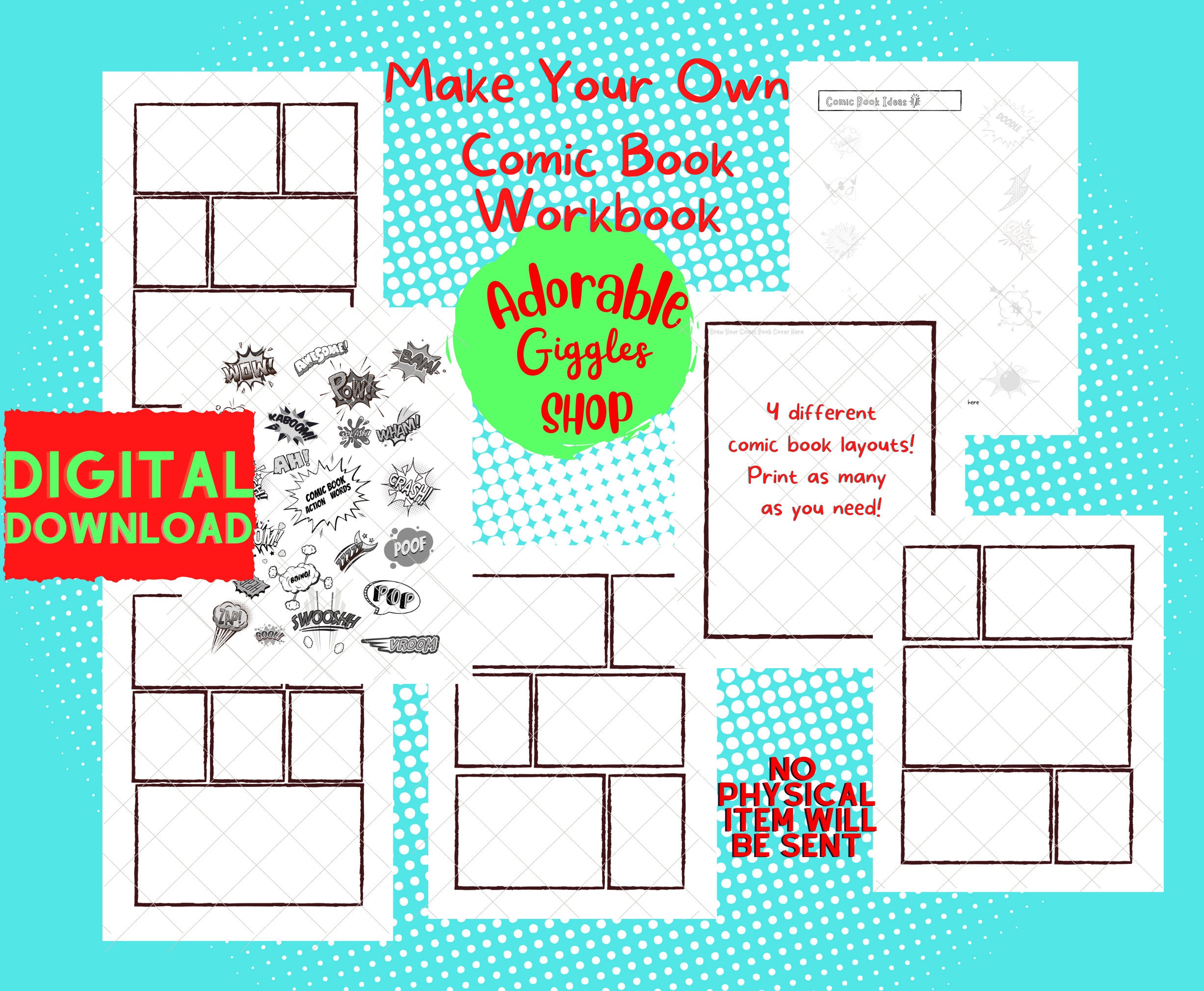 Create Your Own Comic PDF Downloadable Workbook Great for Homeschool or ...